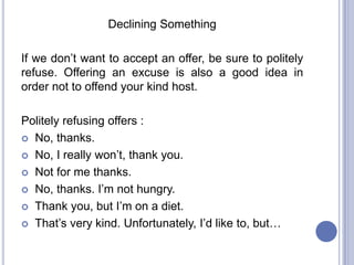 The expression of offering, accepting, and declining something | PPTX