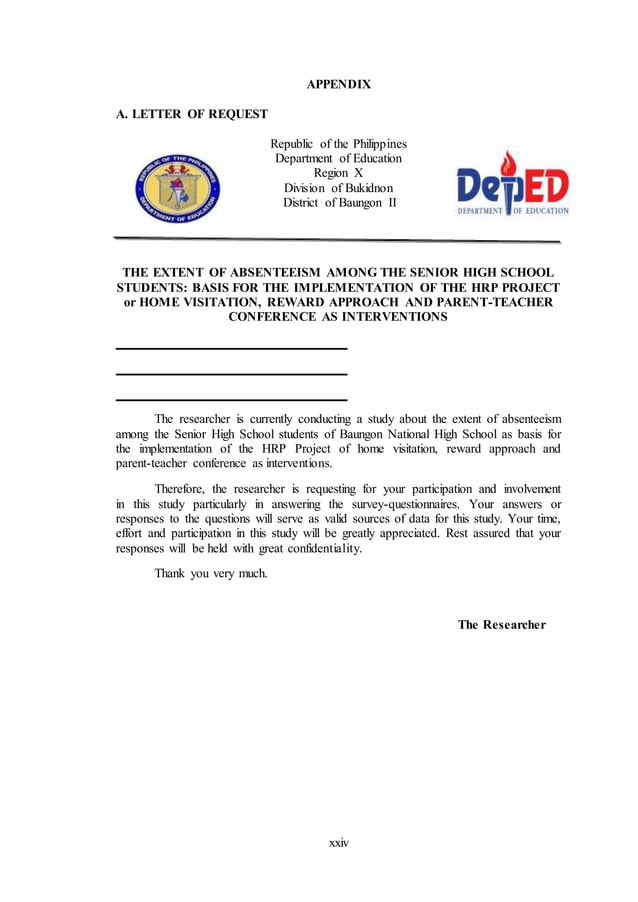 The extent of absenteeism among the senior high school student basis ...