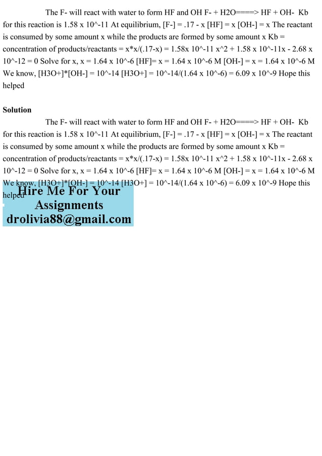 The F- will react with water to form HF and OH F-.pdf