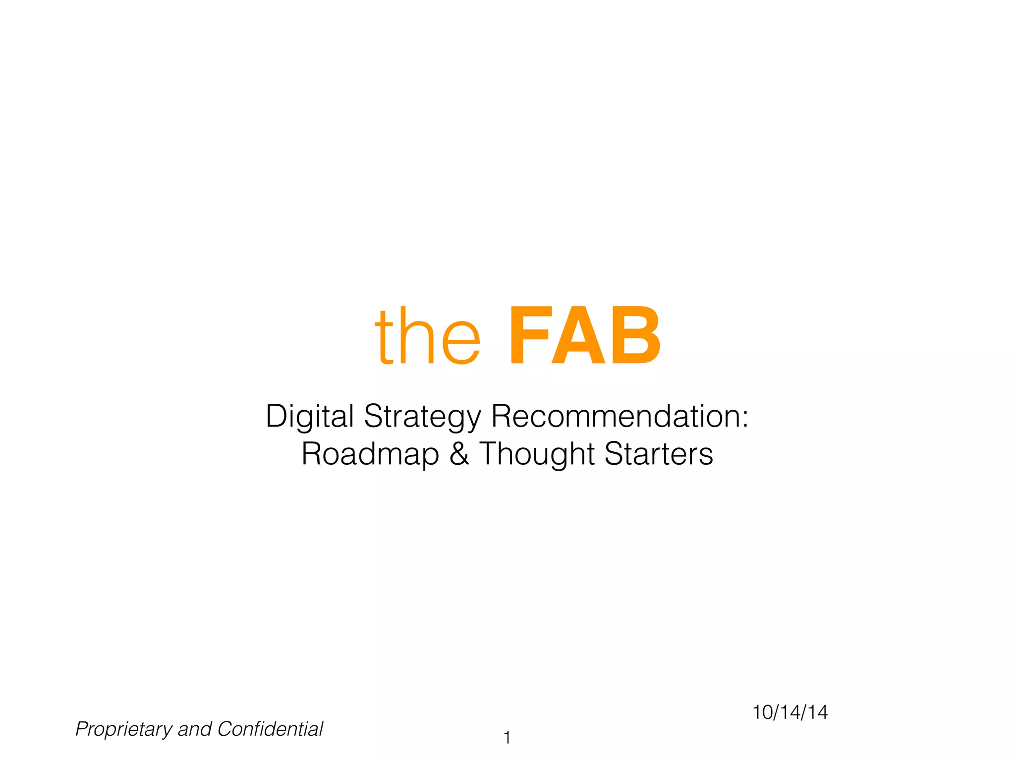 The Fablife digital strategy roadmap | PPT