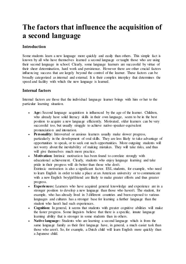 factors affecting second language learning ppt