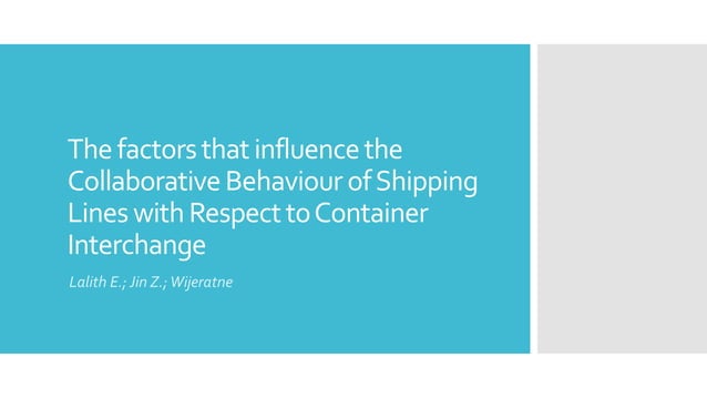 Container Inventory Management Factors Influencing Container Interchange