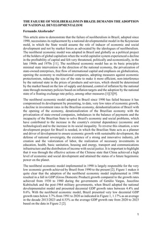 THE FAILURE OF NEOLIBERALISM IN BRAZIL DEMANDS THE ADOPTION OF NATIONAL ...