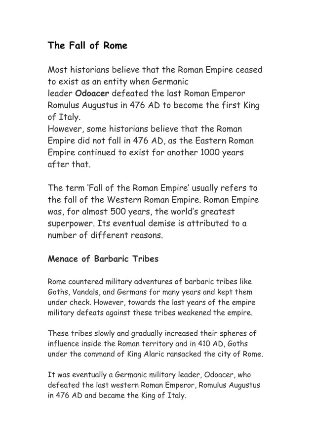 The Fall of Rome notes.docx | Christianity | Religion & Spirituality