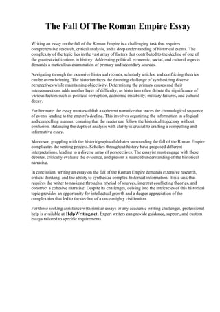 The Fall Of The Roman Empire Essay. Murray State University | PDF
