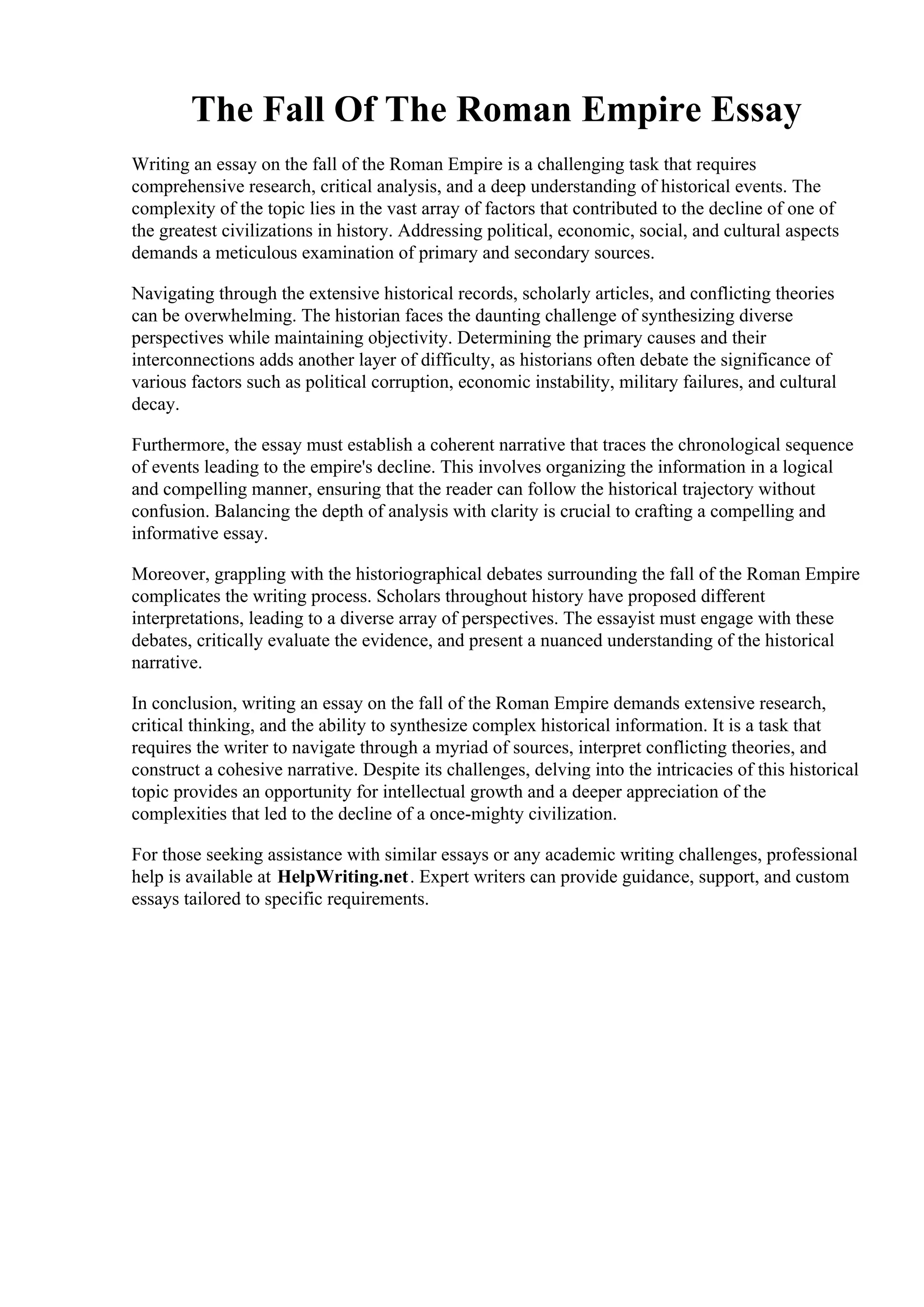 The Fall Of The Roman Empire Essay. PPT - Ancient Rome The Fall of Rome ...