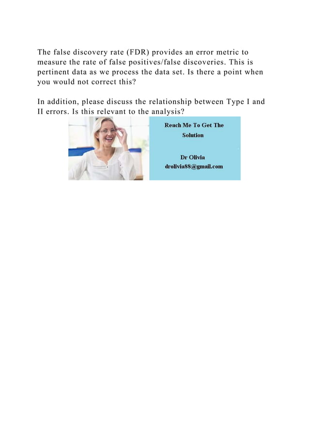 The false discovery rate (FDR) provides an error metric to measure t.docx