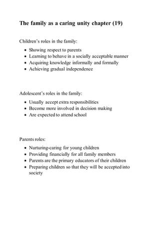 The family as a caring unity chapter | DOCX