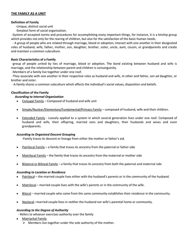 The family as a unit | PDF