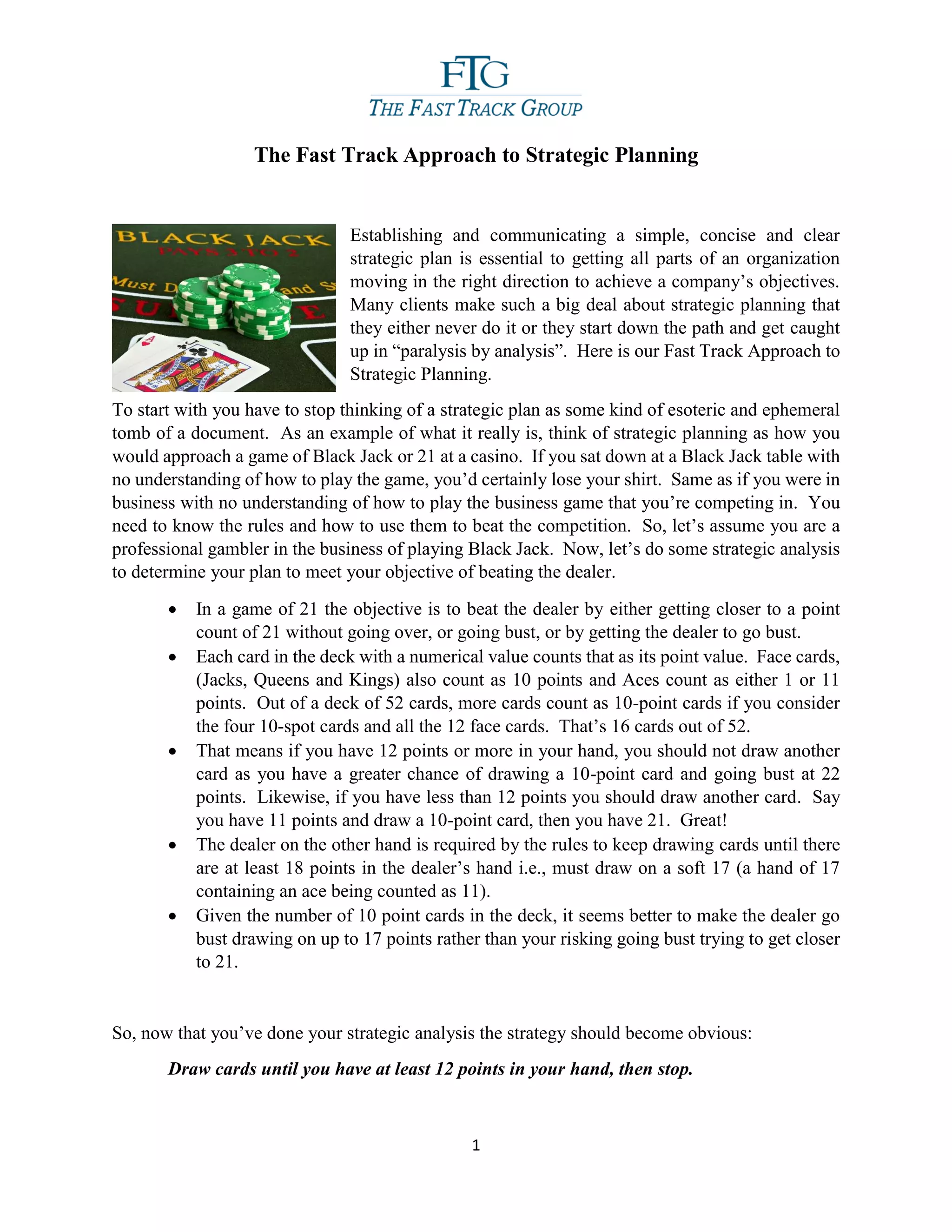 The fast track approach to strategic planning | PDF