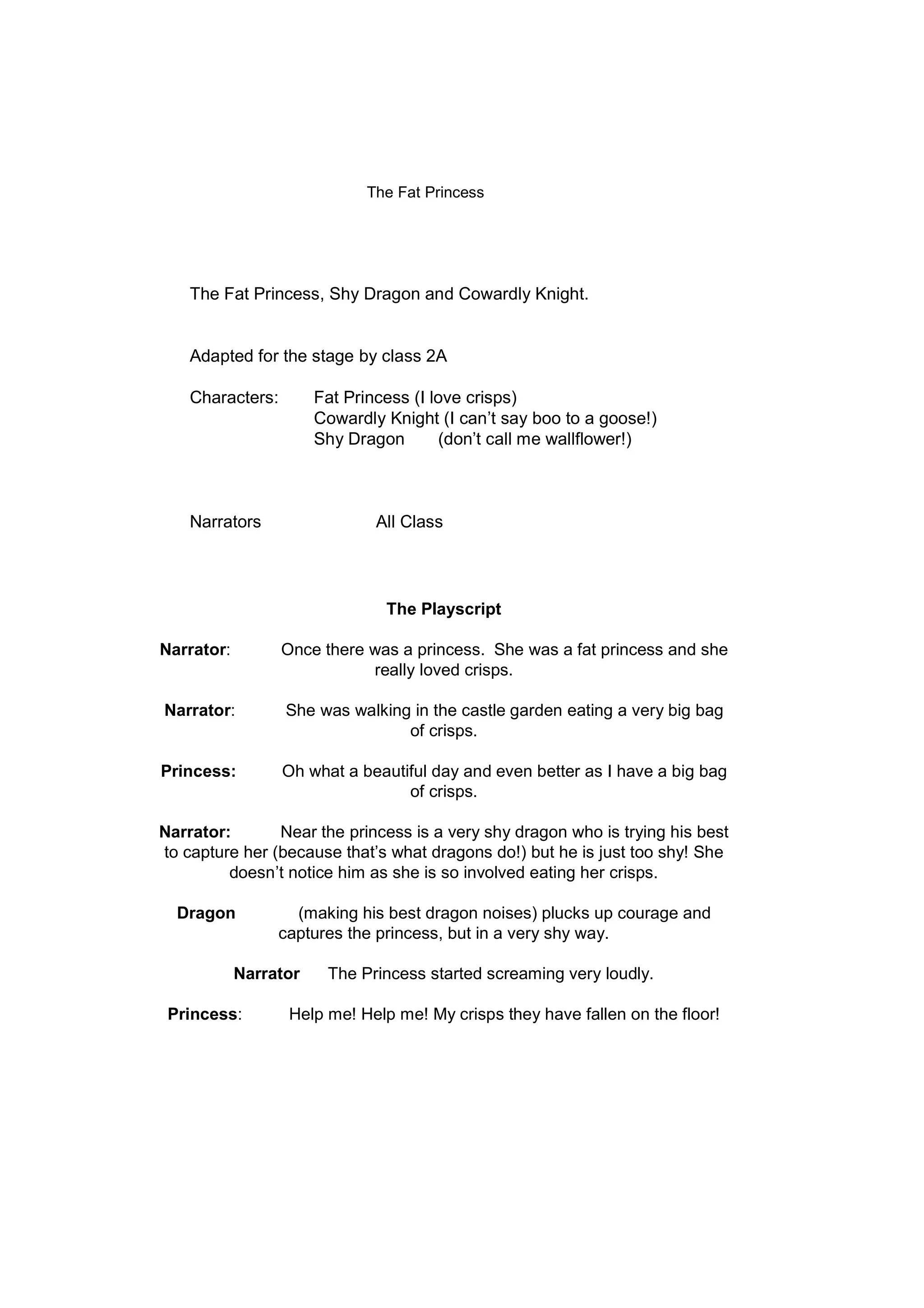 The fat princess playscript | DOC