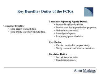 The FCRA, ECOA and the Consumer Financial Protection Bureau | PPT