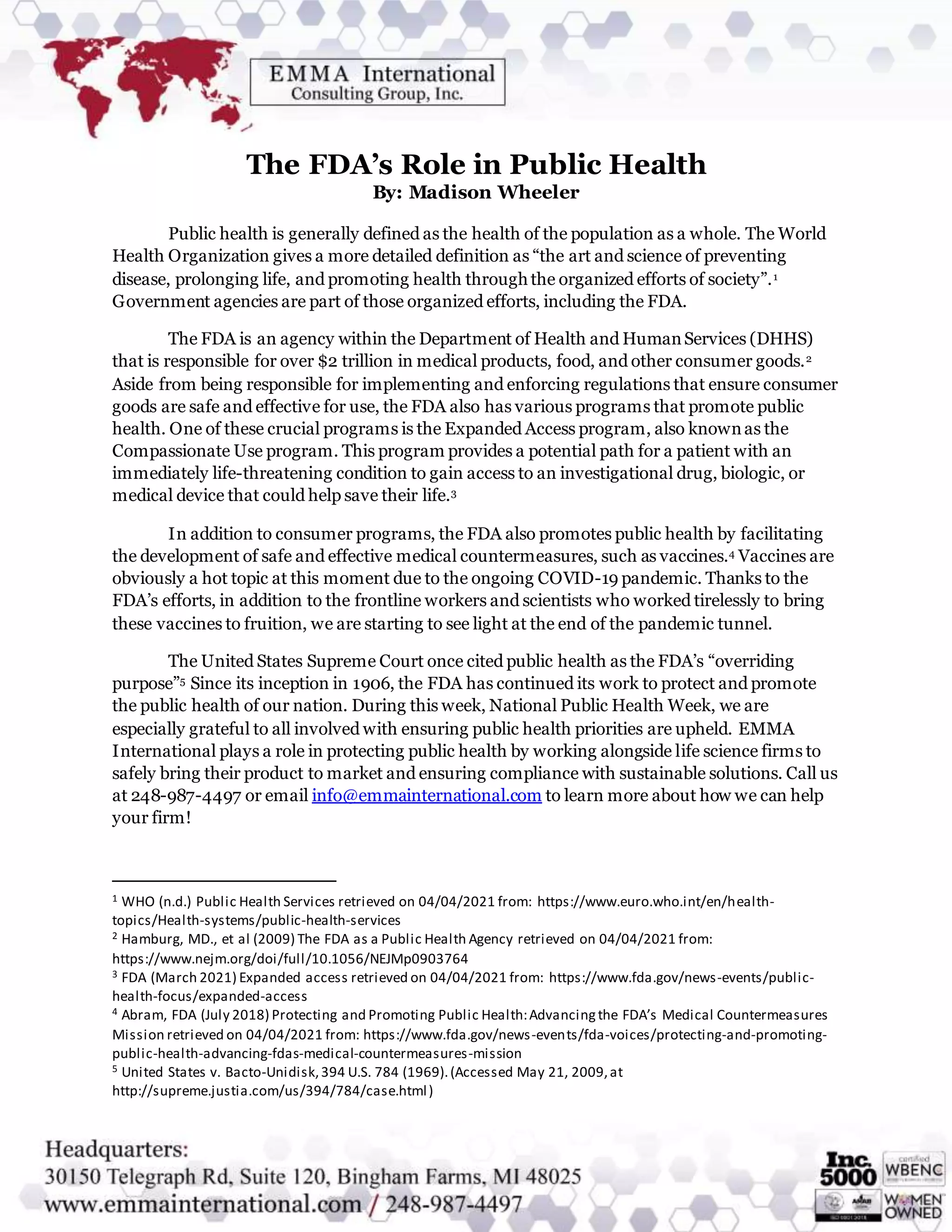 The FDA’s Role in Public Health | DOCX