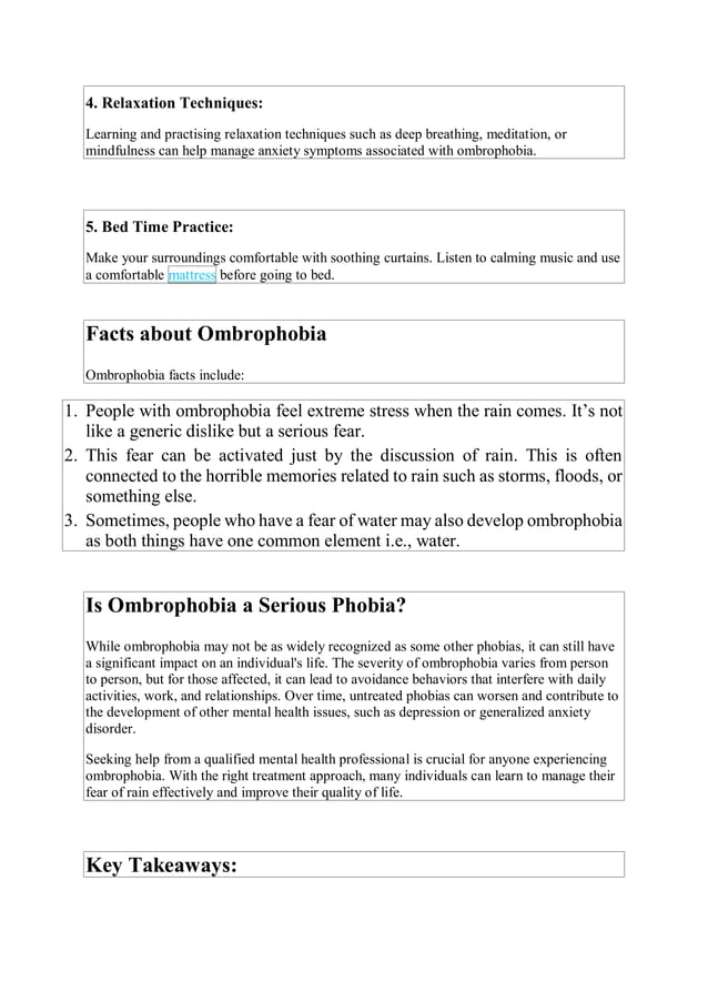 Ombrophobia: Symptoms, Causes, and Treatments for the Fear of Rain | PDF