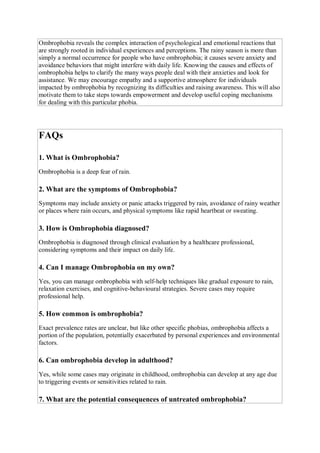 Ombrophobia: Symptoms, Causes, and Treatments for the Fear of Rain | PDF