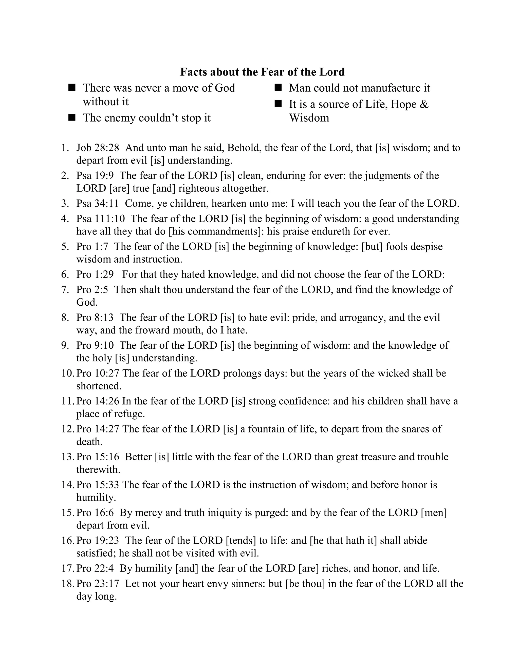 The Fear of the Lord | PDF