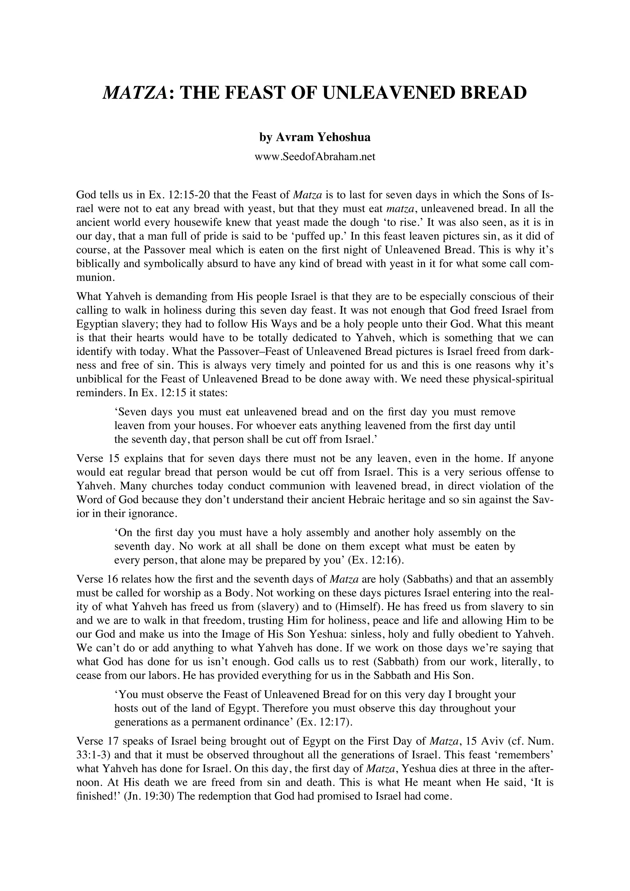 The Feast Of Unleavened Bread 2010[1] | PDF