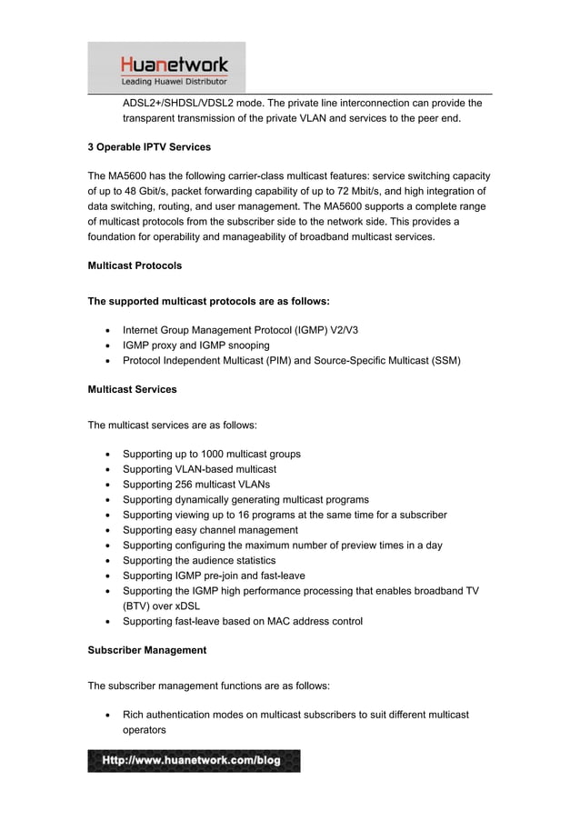 The feature of huawei ma5600 | PDF