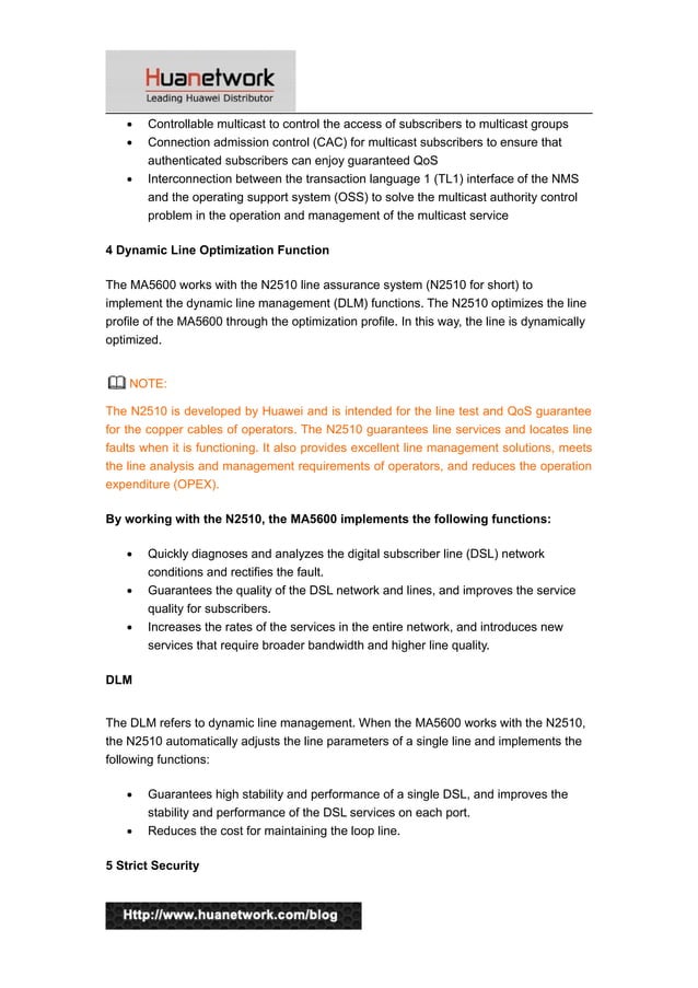 The feature of huawei ma5600 | PDF
