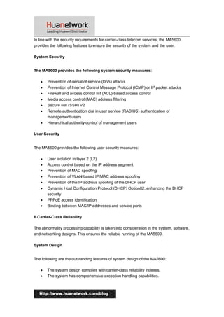 The feature of huawei ma5600 | PDF