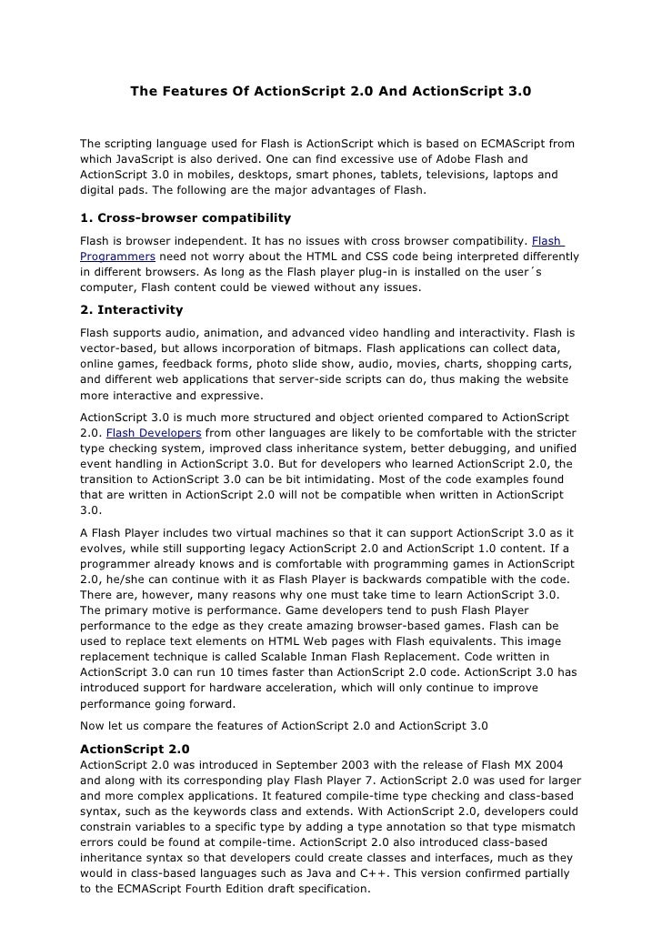 The Features Of Actionscript 2 0 And Actionscript 3 0