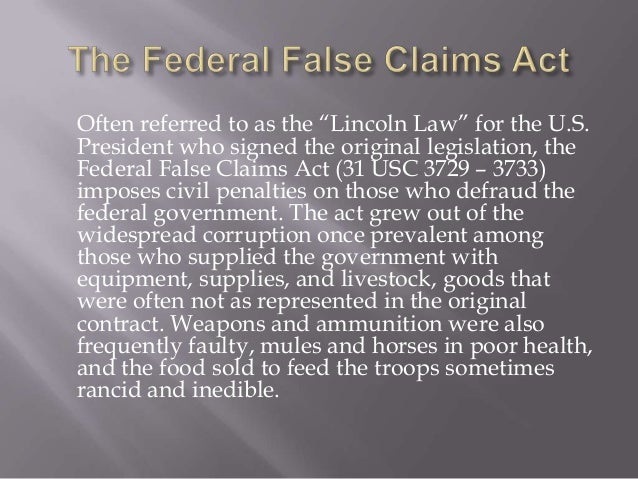 The federal false claims act by victor kubli