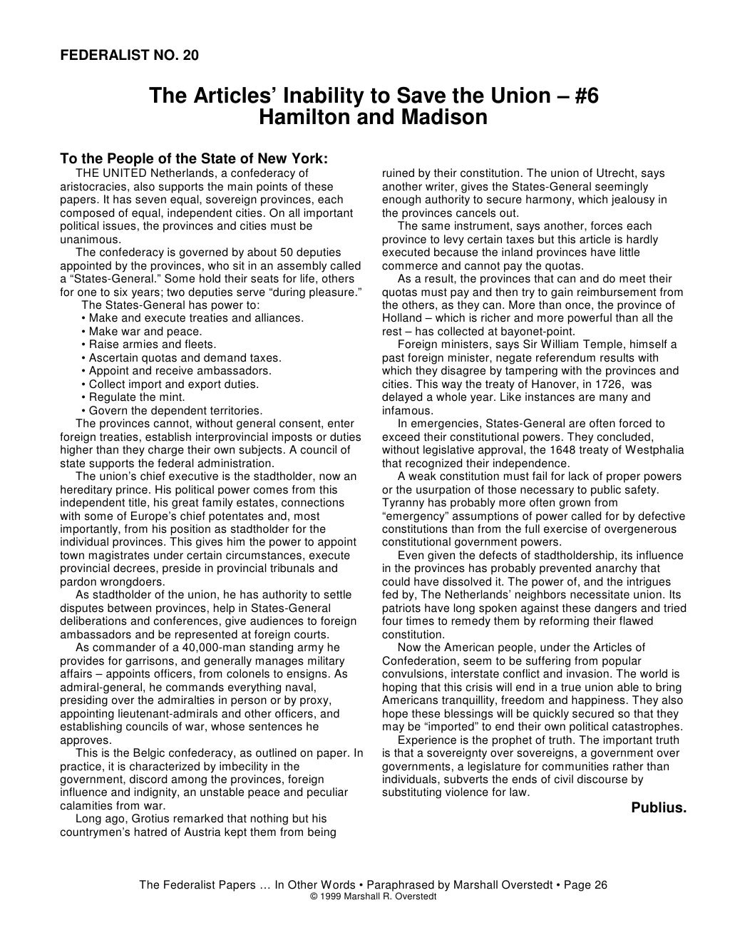 The Federalist Papers (In Modern Language)