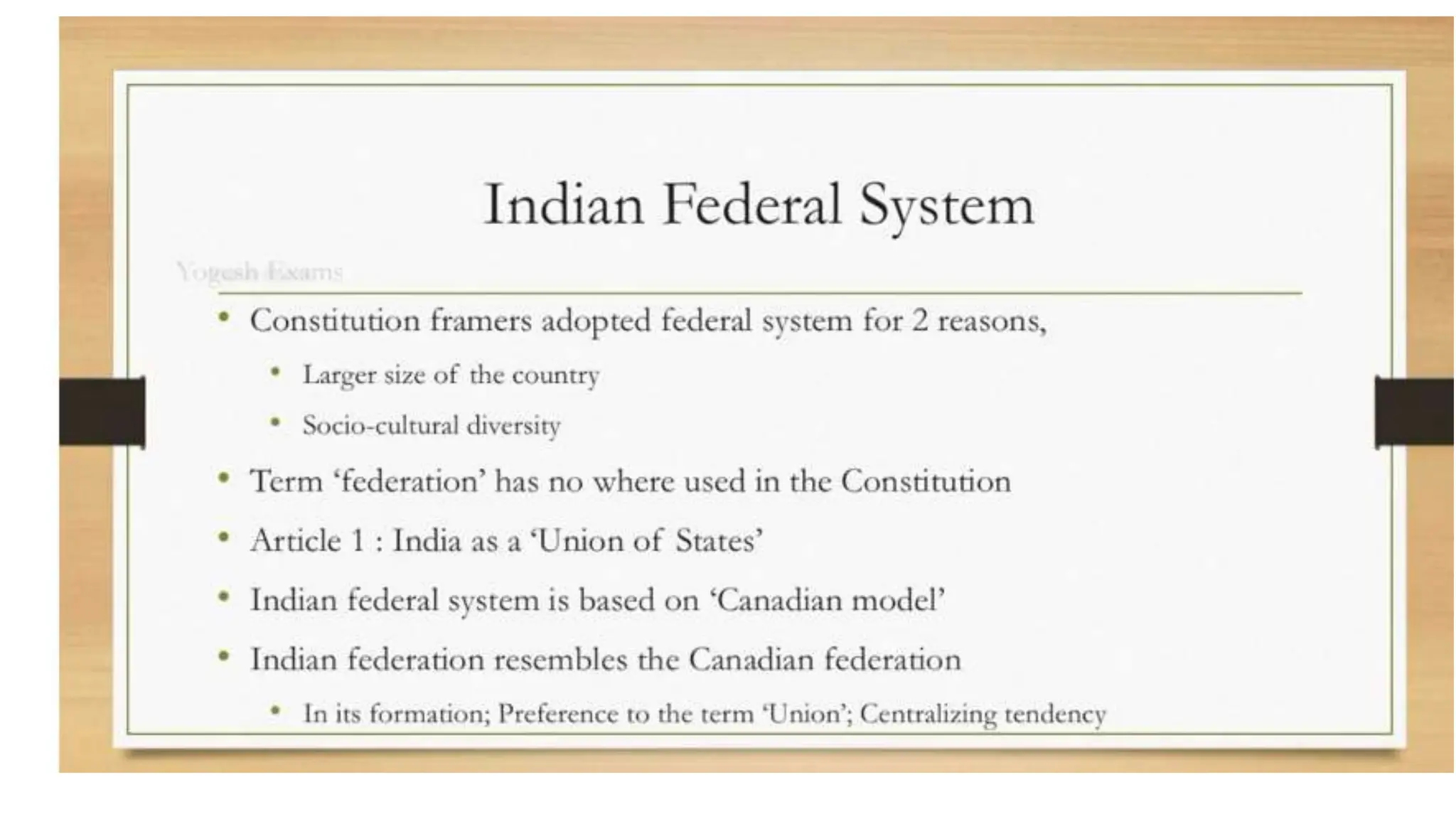 Indian Constitution - The Federal System of India | PPT