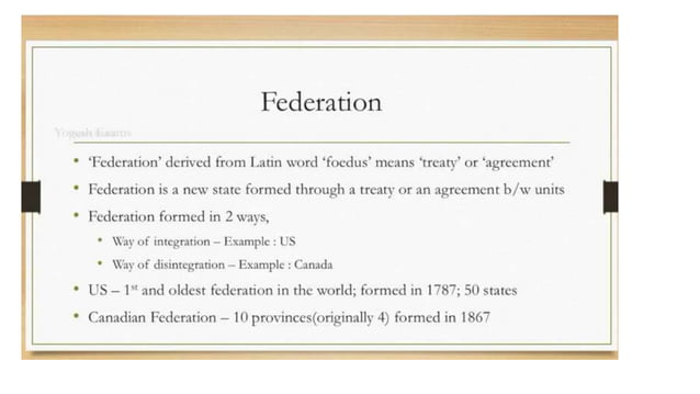 Indian Constitution - The Federal System of India | PPT