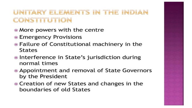 Indian Constitution - The Federal System of India | PPT