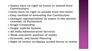 Indian Constitution - The Federal System of India | PPT