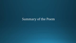 The Felling of the Banyan Tree English Poem Summary. | PPTX