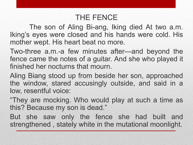 The Fence by Jose Garcia Villa | PPTX