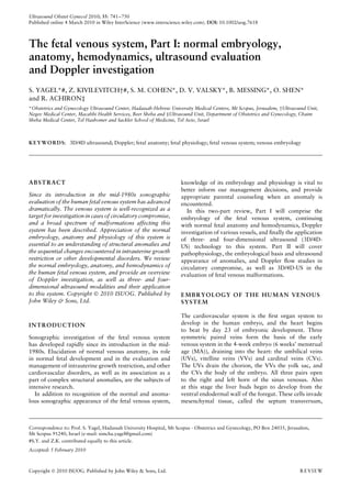The fetal venous system part i | PDF