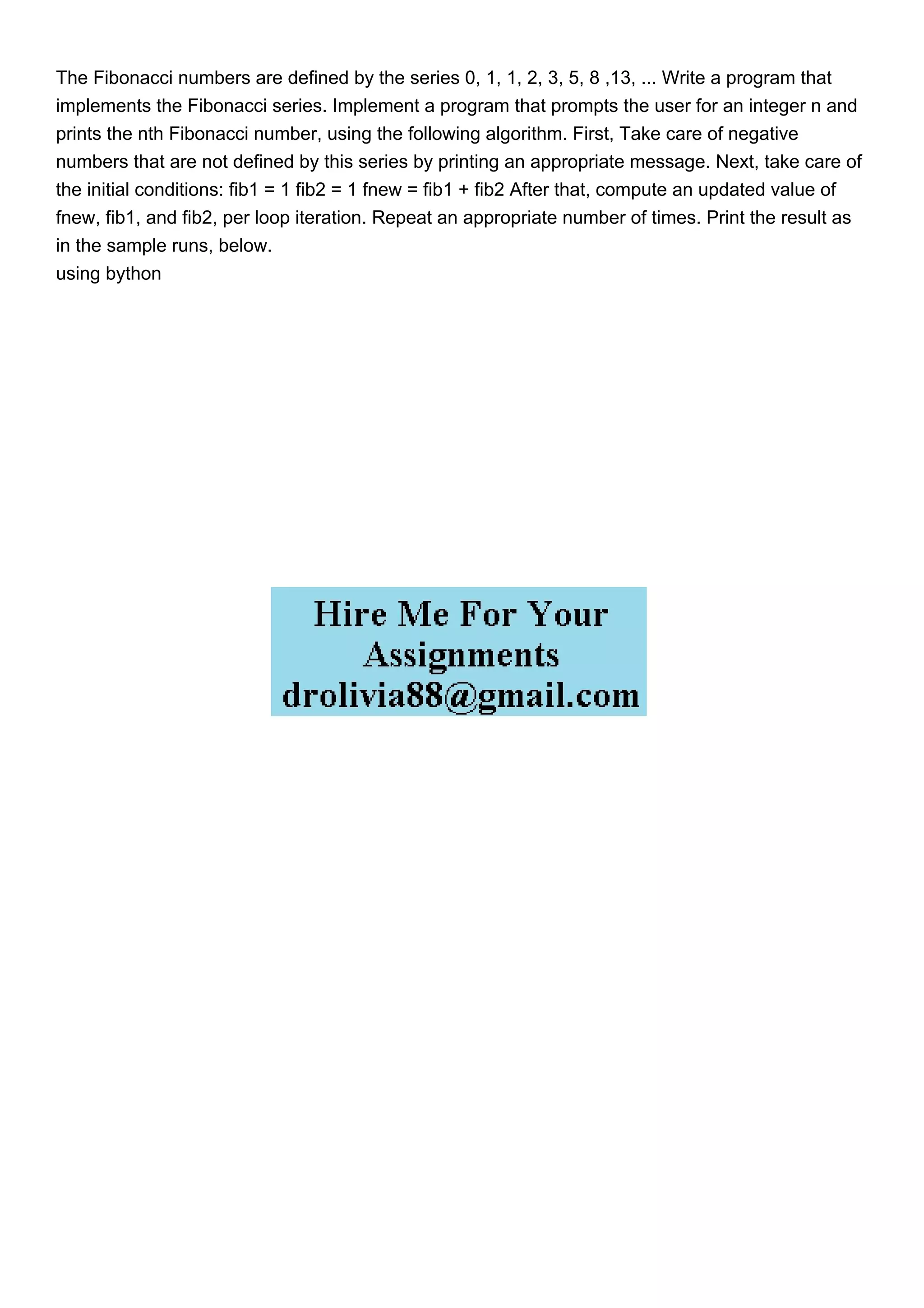 The Fibonacci numbers are defined by the series 0 1 1 2 .pdf