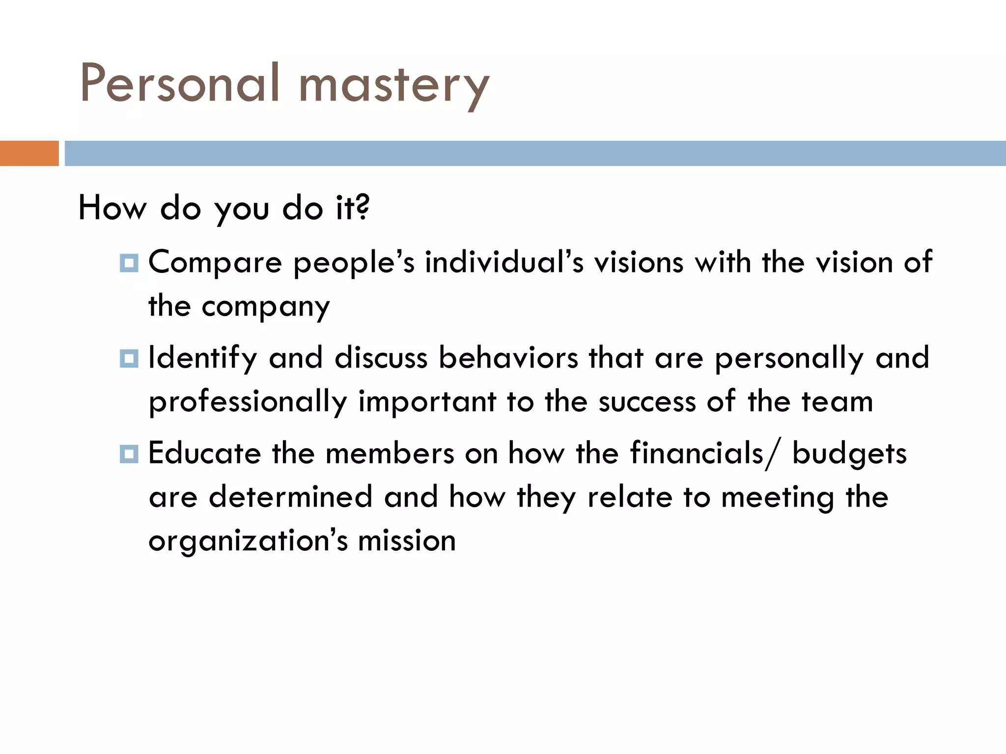 The fifth discipline - An overview of Peter Senge's Fifth Discpline | PDF