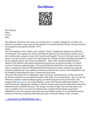 The Filibuster | PDF