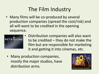 The film industry overview lesson slides | PPTX