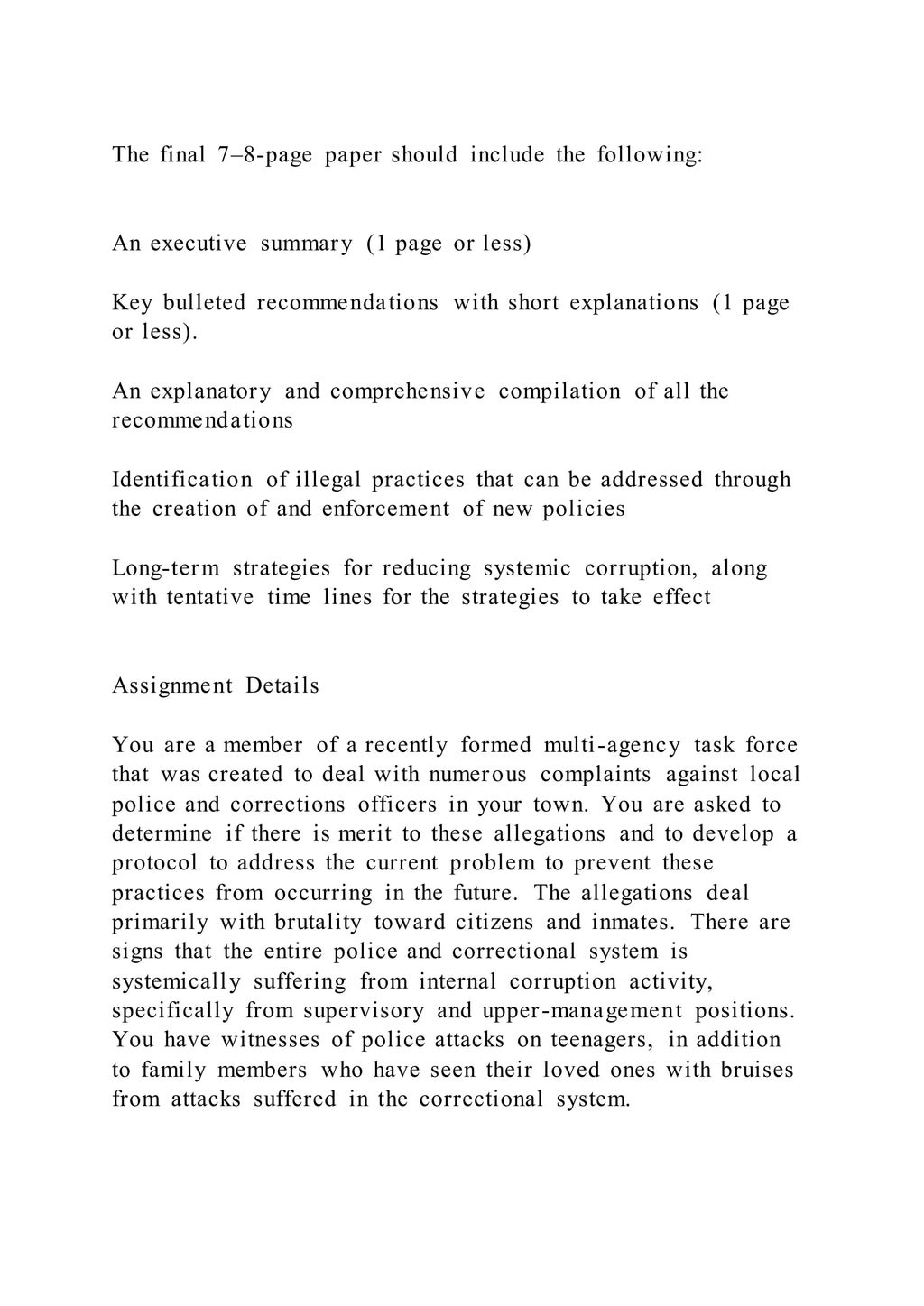 The final 7–8-page paper should include the following An exe | PDF