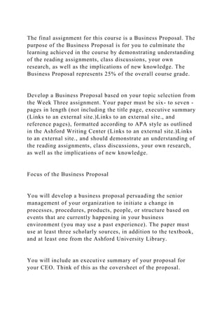 The final assignment for this course is a Business Proposal. The pur.docx