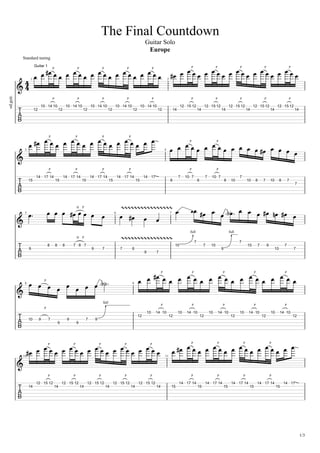 Final Countdown Guitar Chords