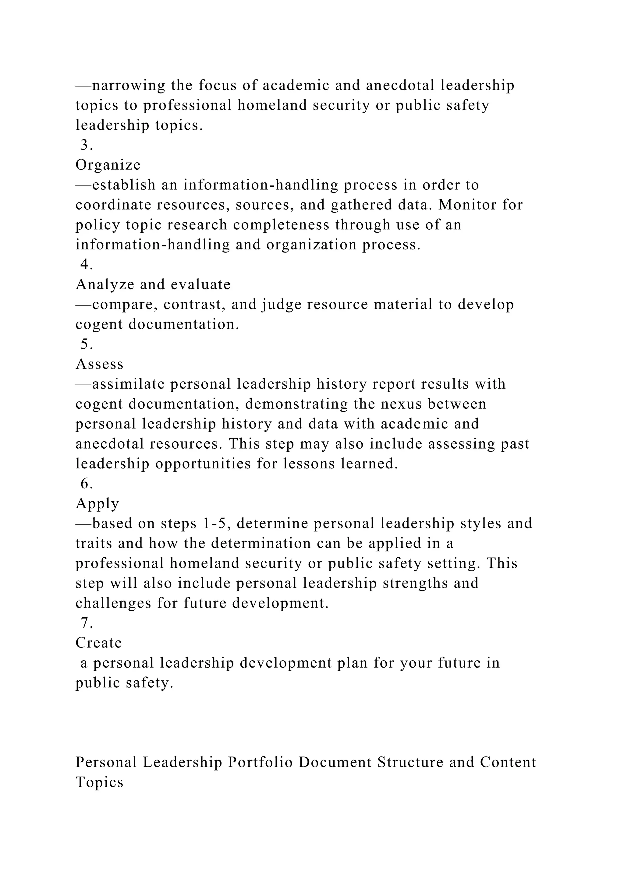 The final course deliverable, the Personal Leadership Portfolio, i.docx ...