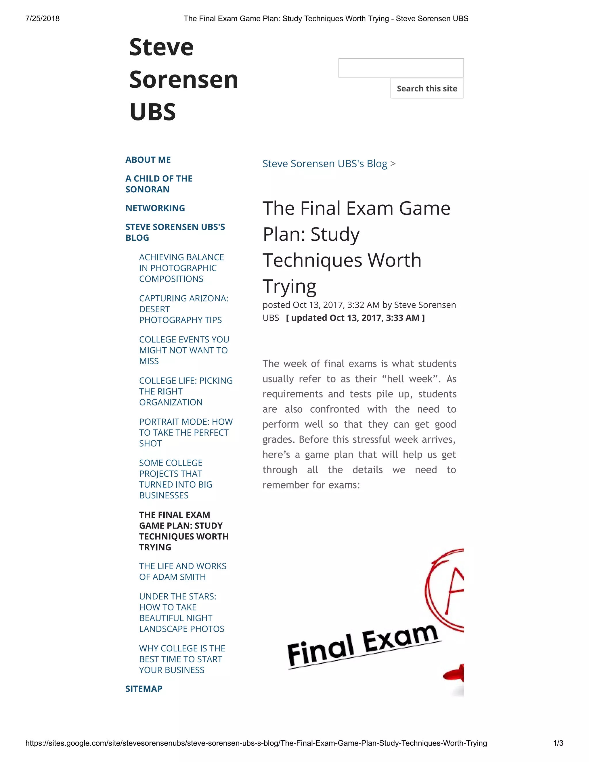 The Final Exam Game Plan: Study Techniques Worth Trying | PDF ...