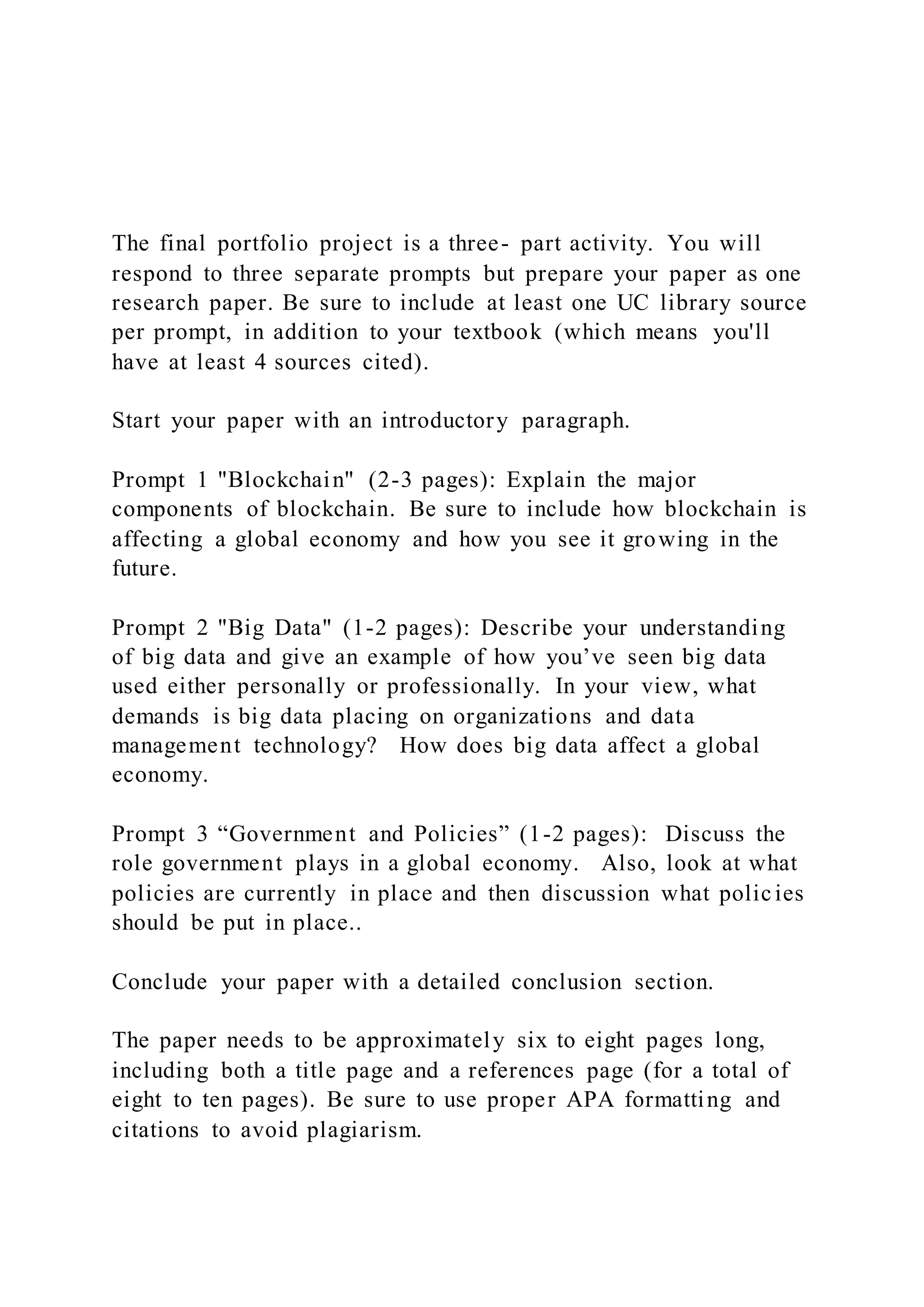 The final portfolio project is a three part activity. you wil | DOCX