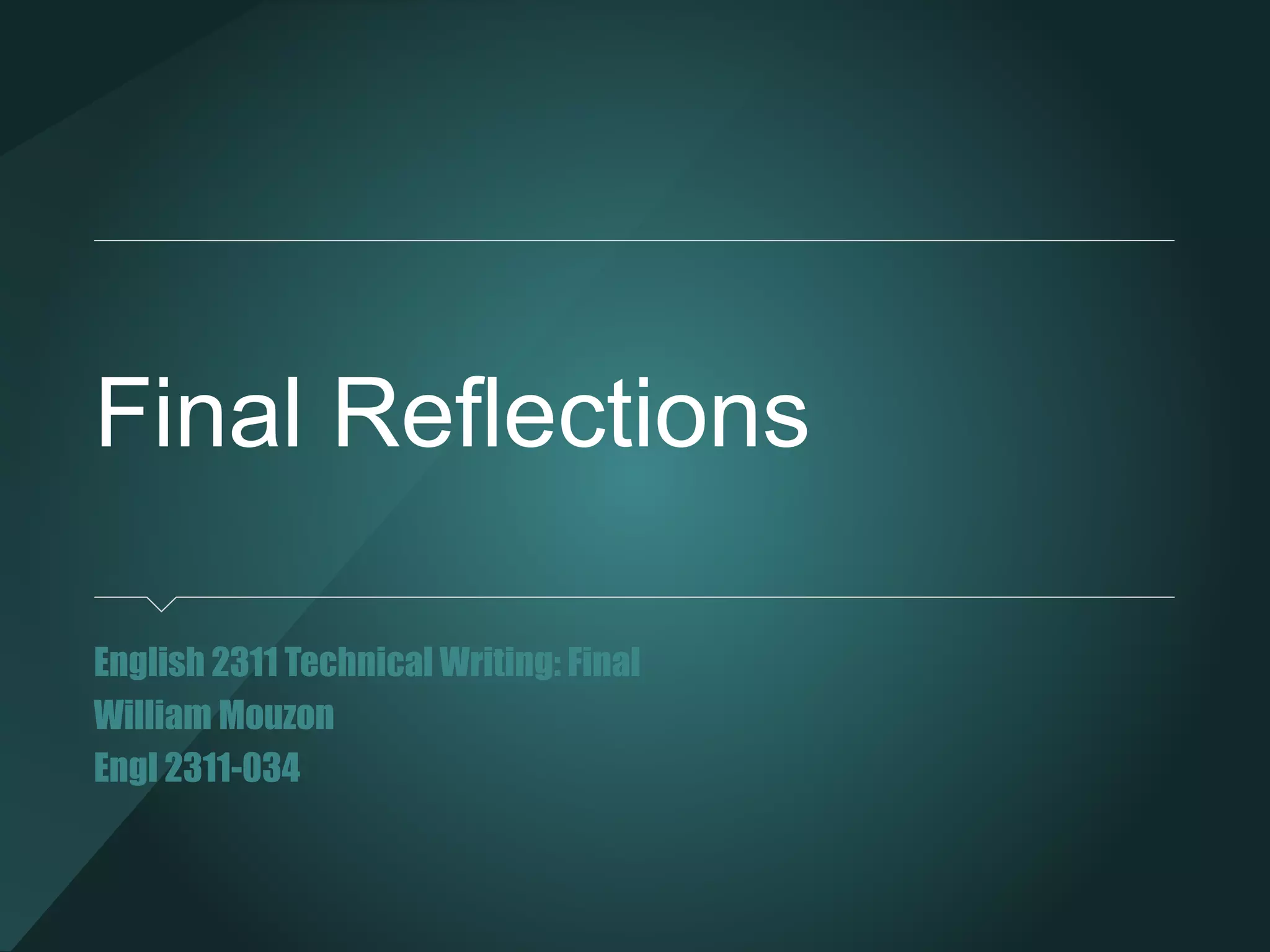 The final reflection | PPTX