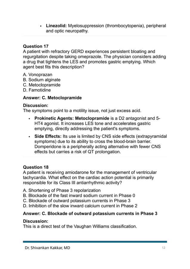 NEET PG 2025 | Pharmacology Recall: 20 High-Yield Questions Simplified | DOCX