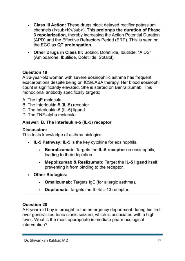 NEET PG 2025 | Pharmacology Recall: 20 High-Yield Questions Simplified | DOCX