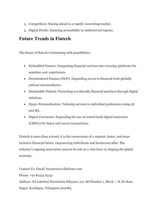 The Fintech Industry: Pioneering the Future of Financial Innovation | PDF