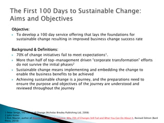 The First 100 Days To Sustainable Change Overview V0.1 | PPT