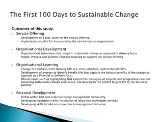 The First 100 Days To Sustainable Change Overview V0.1 | PPT